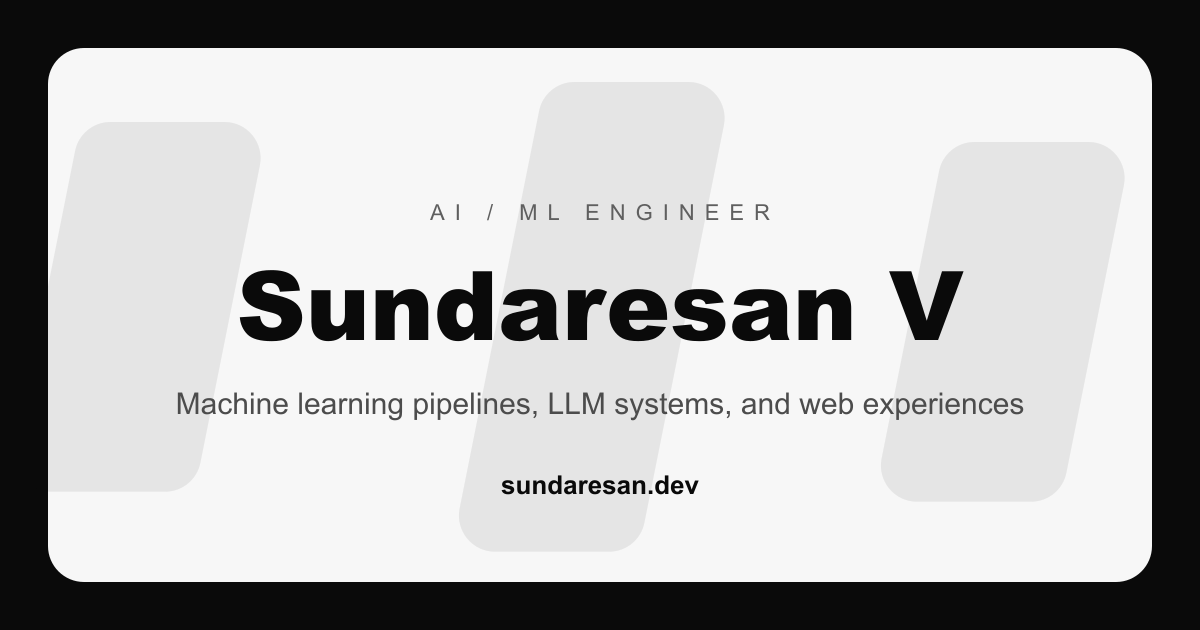 Sundaresan V | AI/ML Engineer